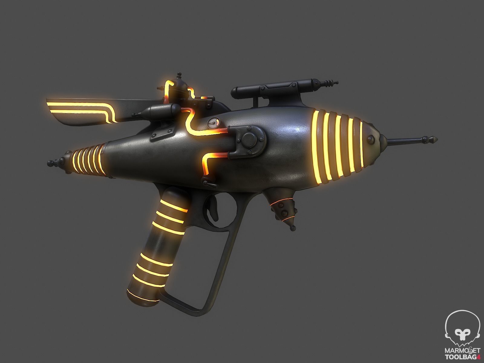 3D model Retro Pbr Textured Raygun VR / AR / low-poly | CGTrader