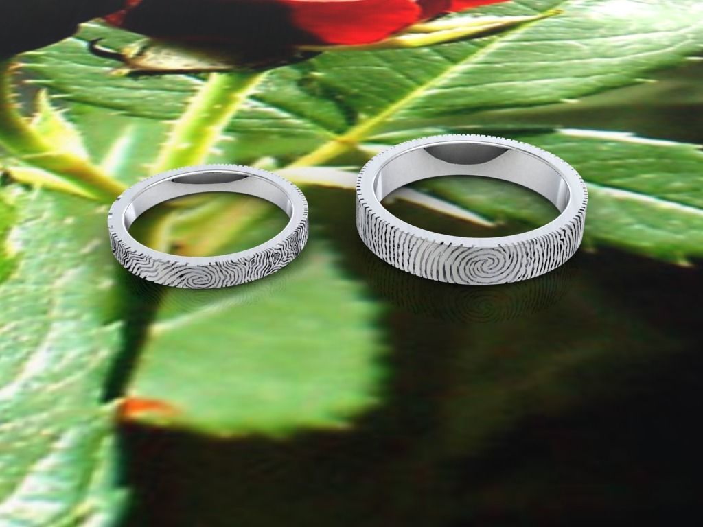 CC125-Wedding Set Rings Finger Print Styles CAD Design 3D Model ...