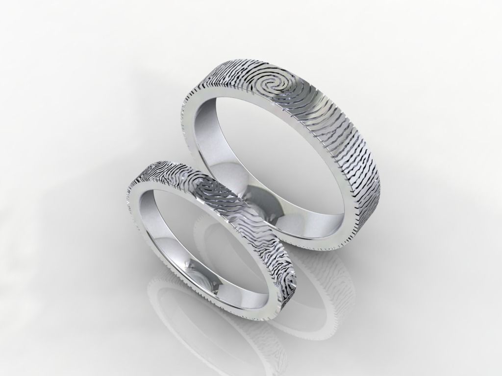 CC125-Wedding Set Rings Finger Print Styles CAD Design 3D Model ...