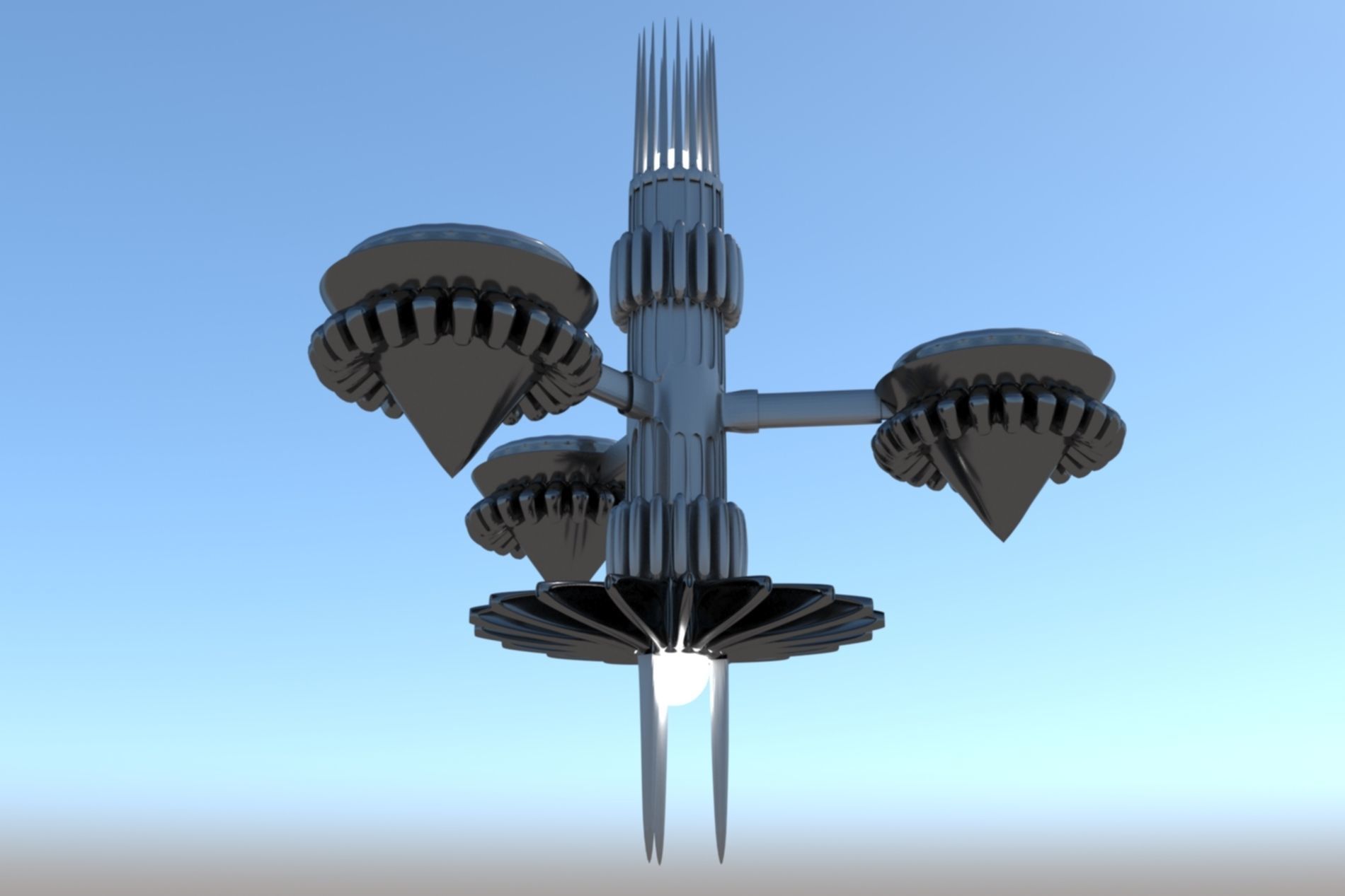 Spaceship Sci-Fi Launch Pad 3D 3D model | CGTrader