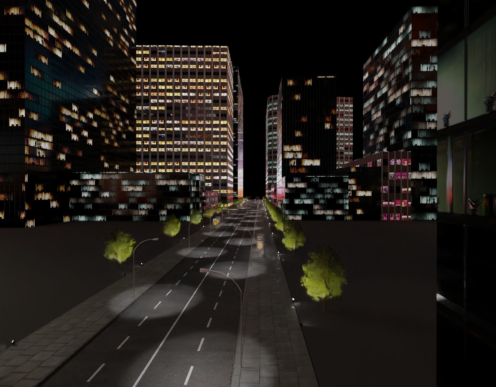 CrossRoads in a city night 3D model | CGTrader