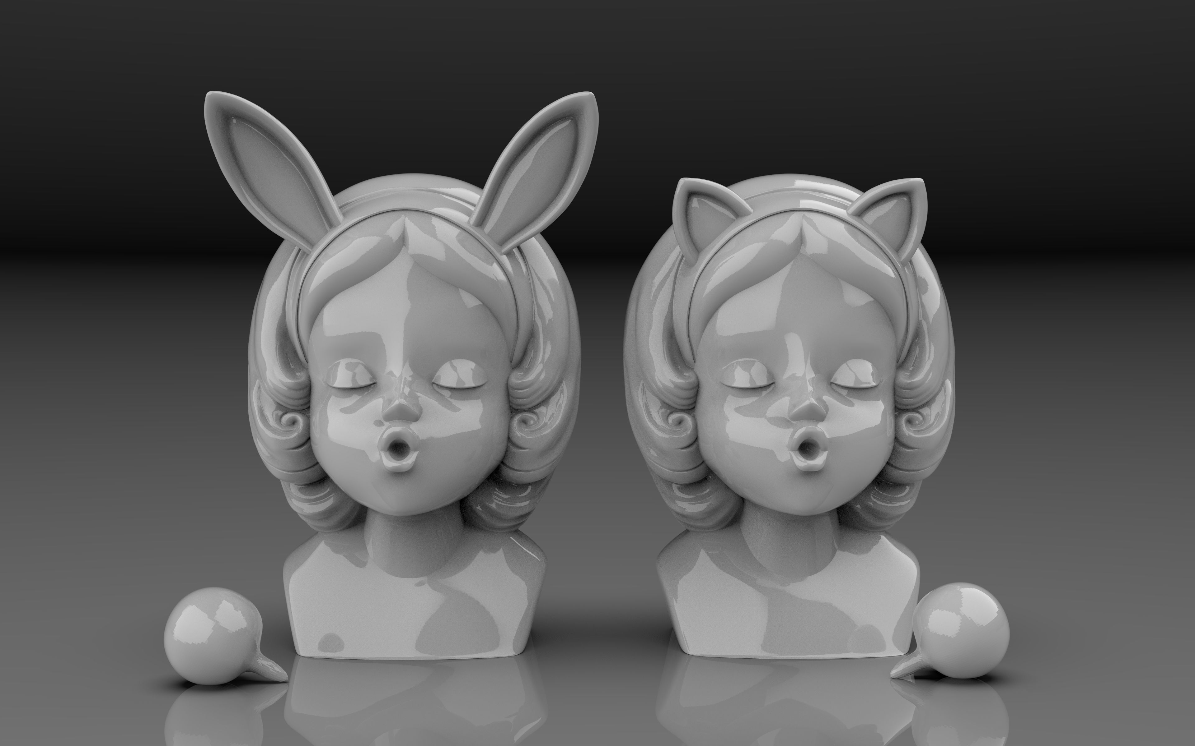 Bubble Gum Girl Statuette 3D model 3D printable | CGTrader