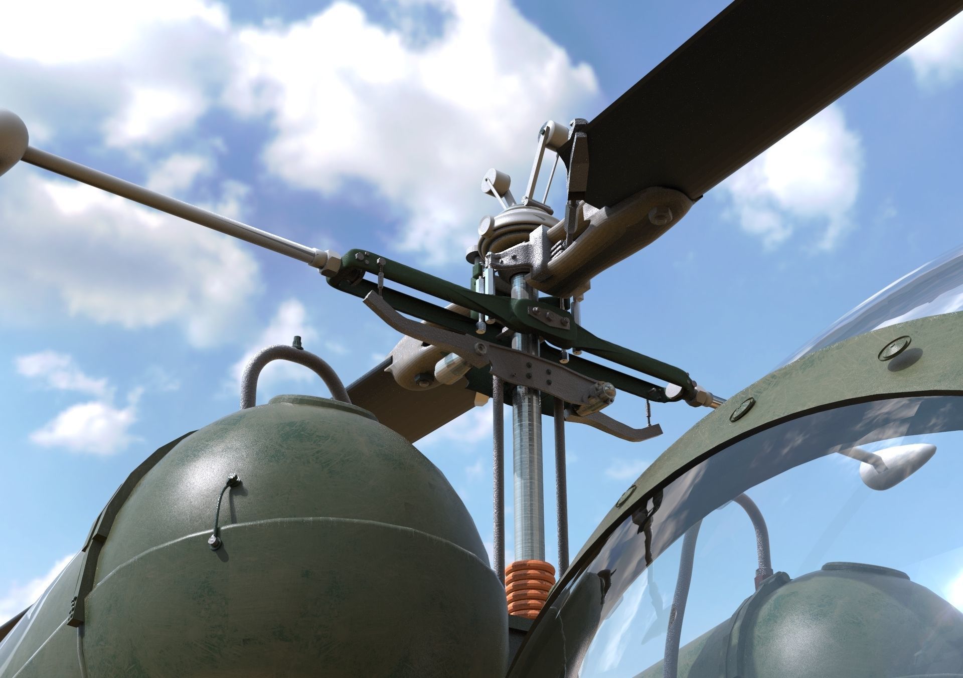 The Bubble Helicopter - Bell 47G - Detailed Model 3D model | CGTrader