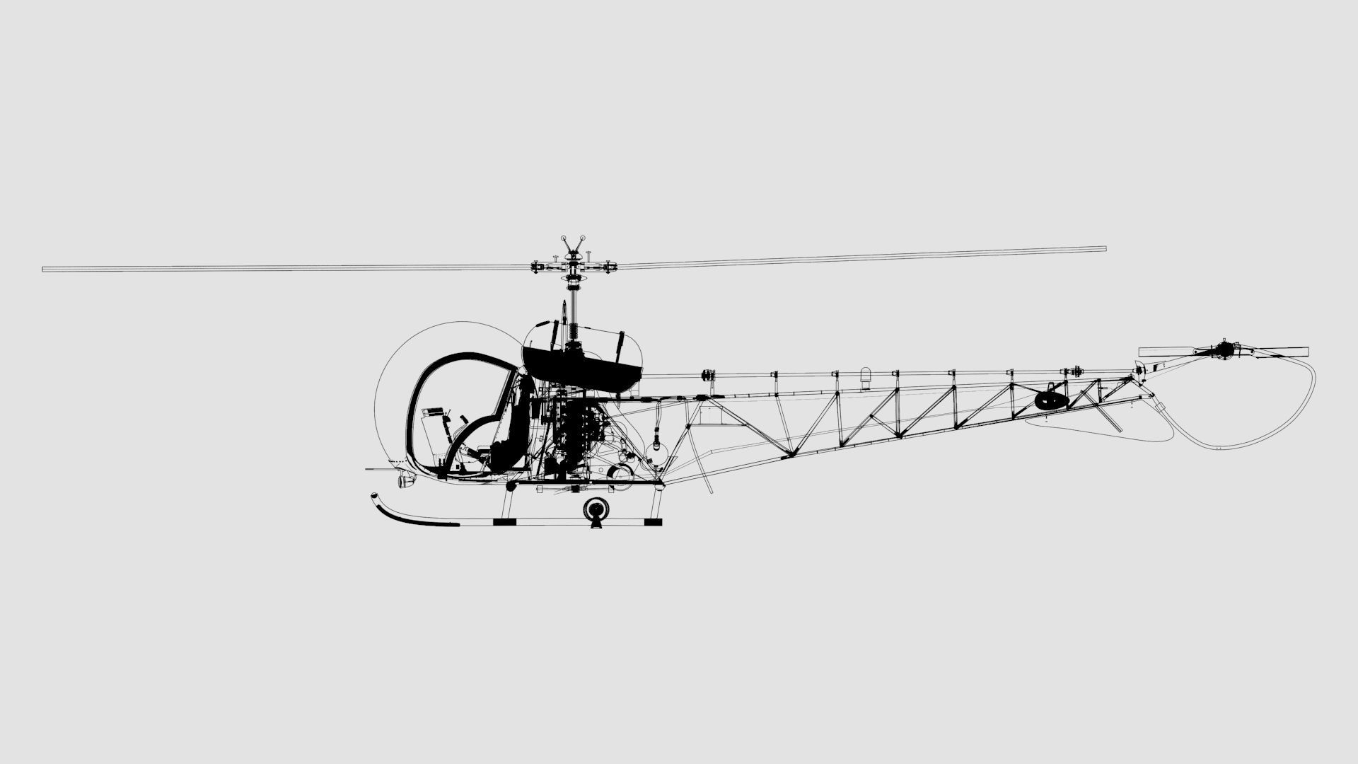 The Bubble Helicopter - Bell 47G - Detailed Model 3D model | CGTrader