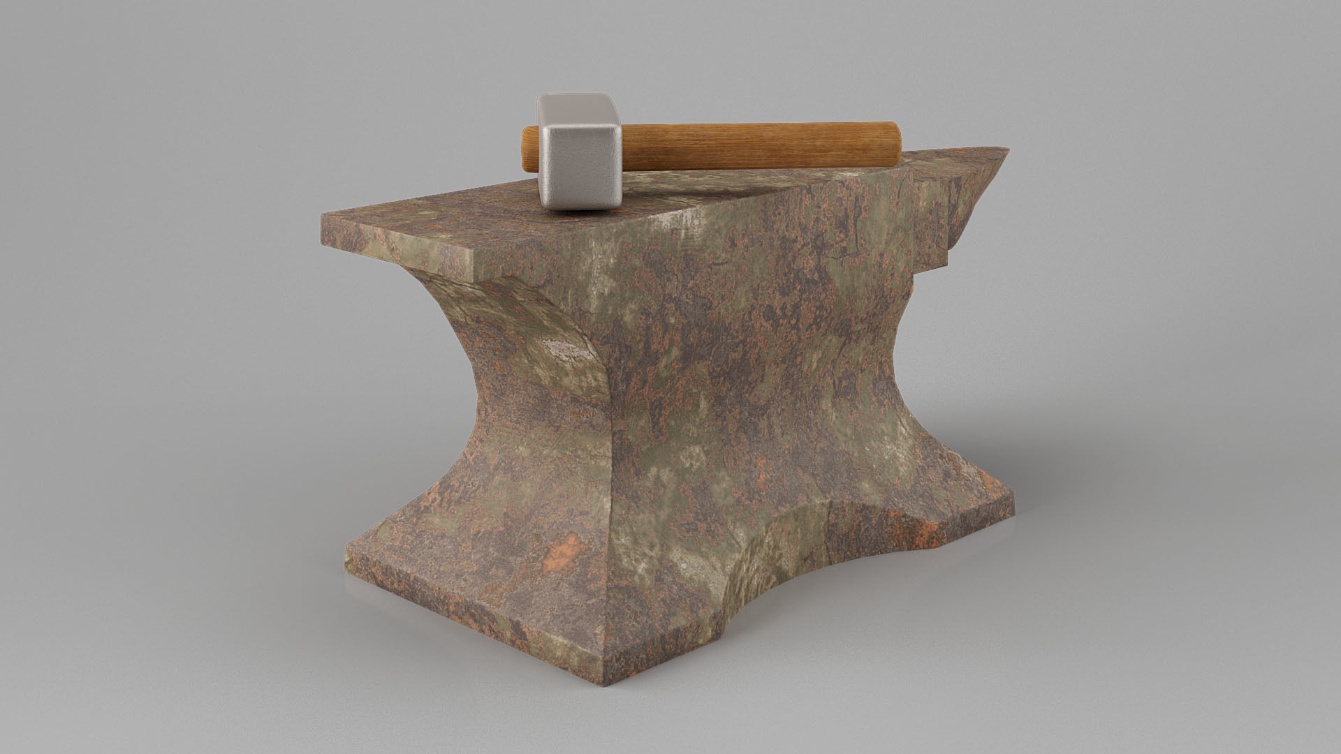 Rusty old anvil with hammer Low-poly free VR / AR / low-poly 3D model ...