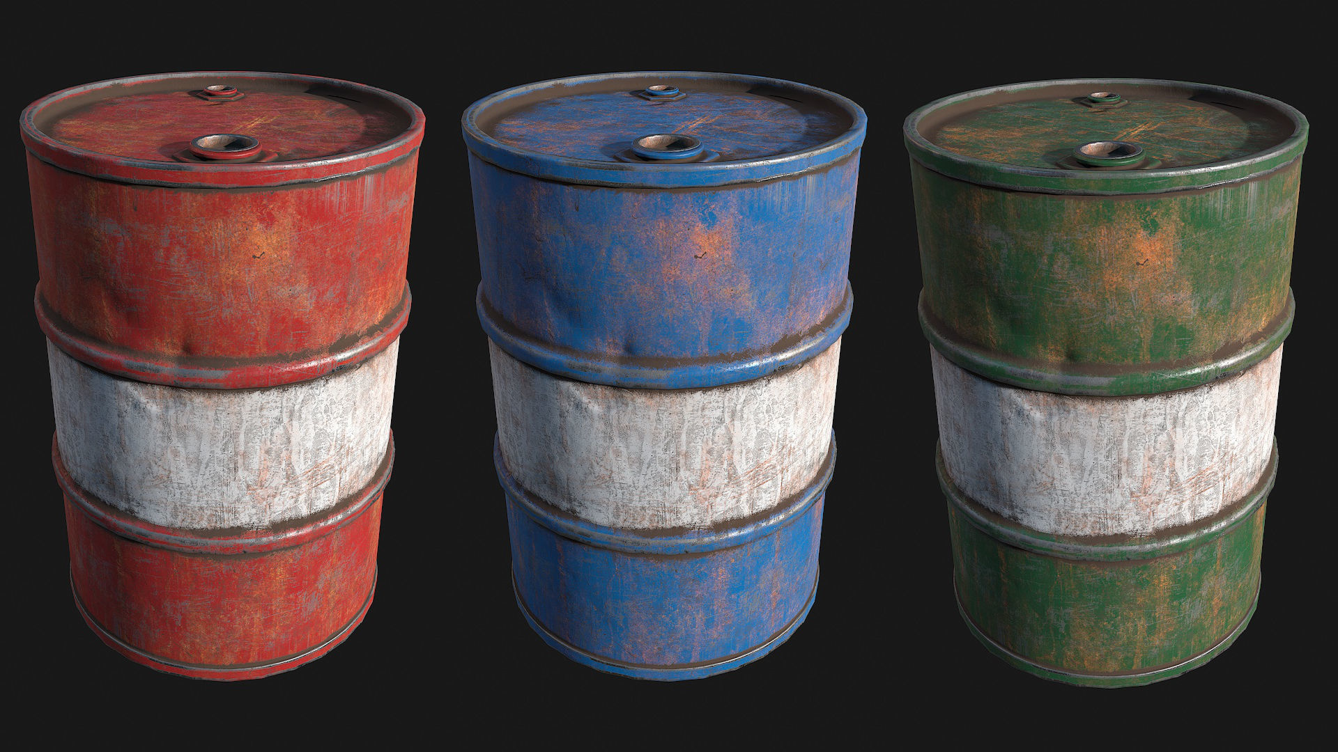 3D model Low Poly PBR Metal Barrels VR / AR / low-poly | CGTrader