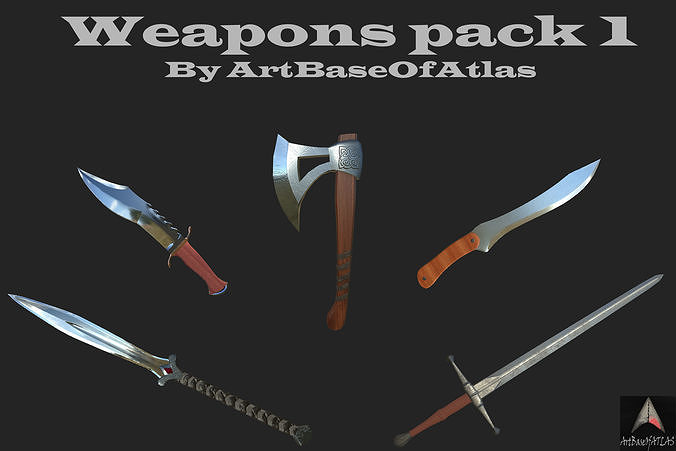3D model Weapons pack 1 by ArtBaseOfATLAS VR / AR / low-poly | CGTrader