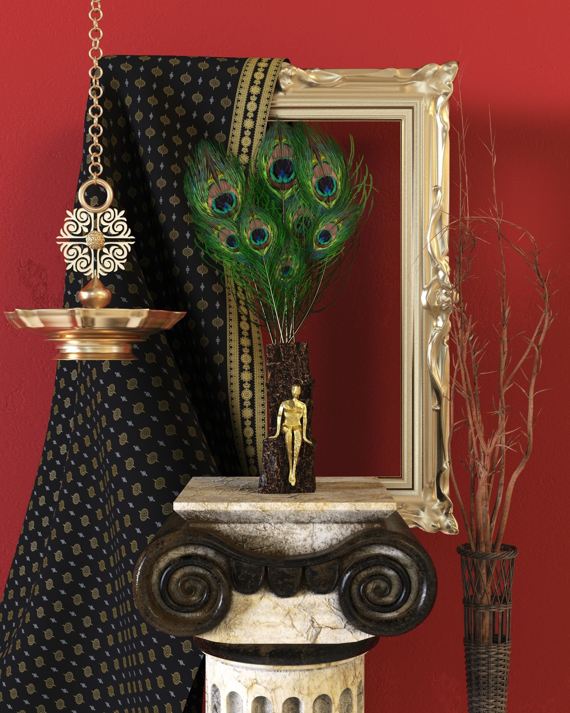 3D model Low-Poly Peacock feathers VR / AR / low-poly | CGTrader