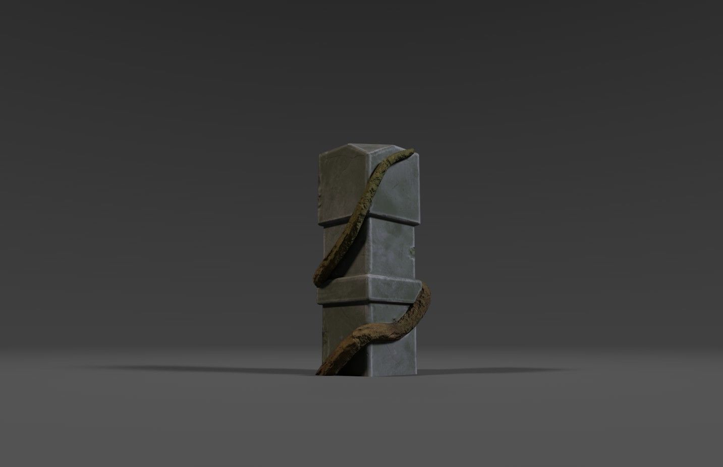 3D model Low-poly stylized stone obelisk with root or vine VR / AR ...