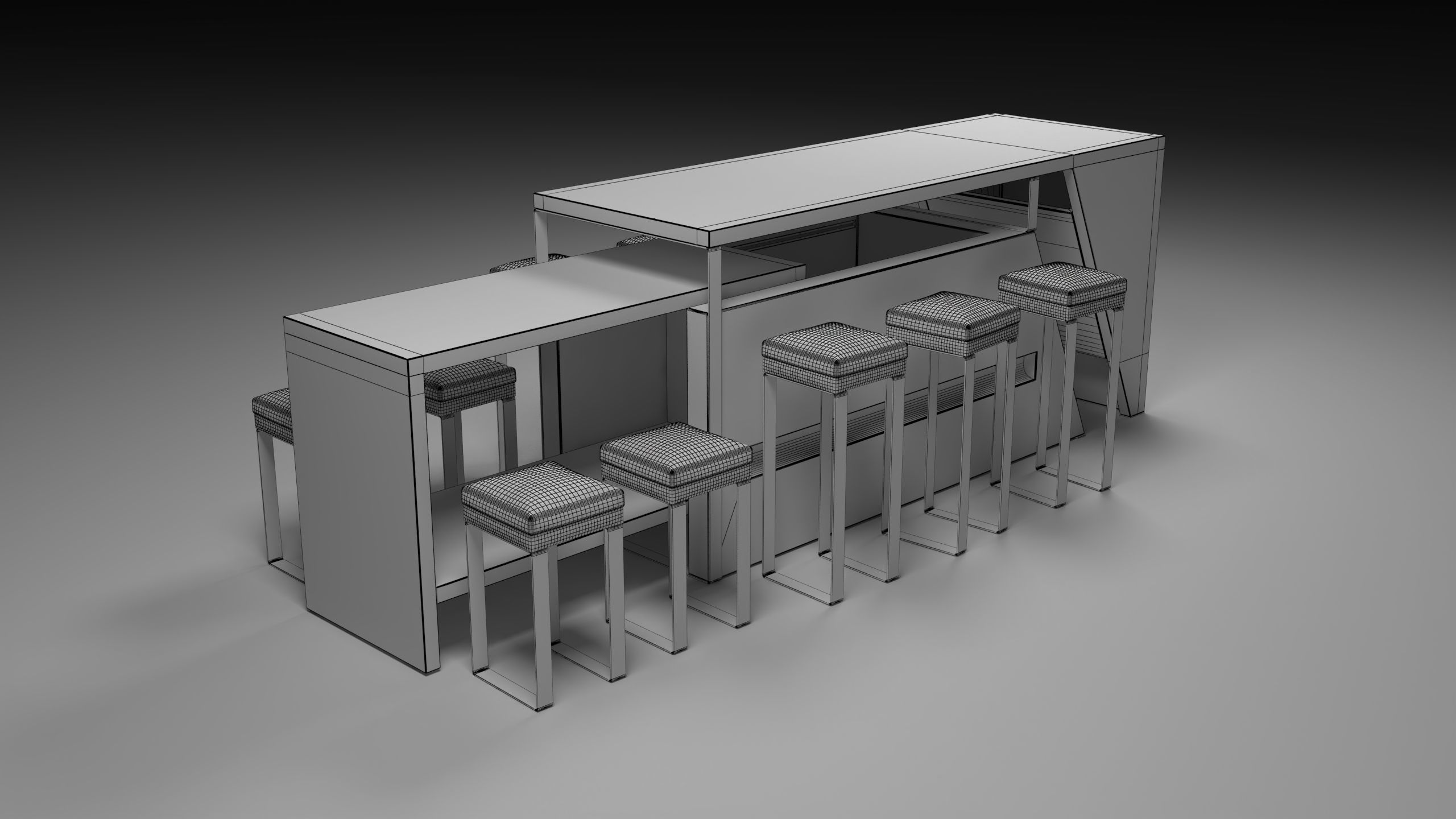 Extendable table and chairs free 3D model | CGTrader