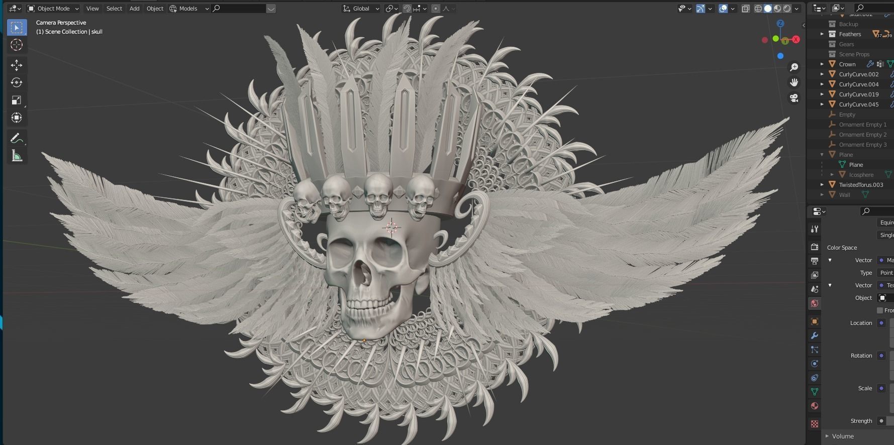 Aztec Skull King with wings 3D model | CGTrader