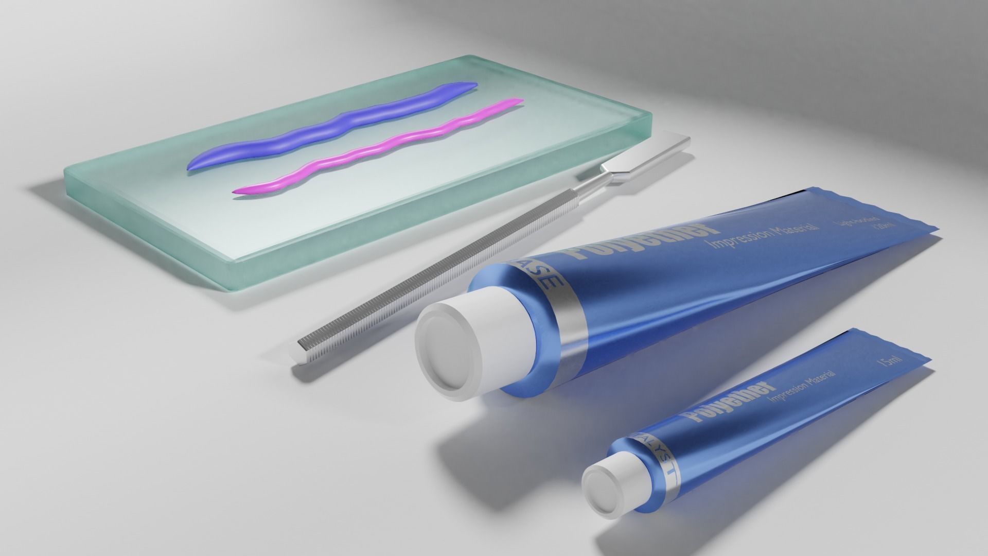 Dental Impression Material and glass plate 3D model | CGTrader