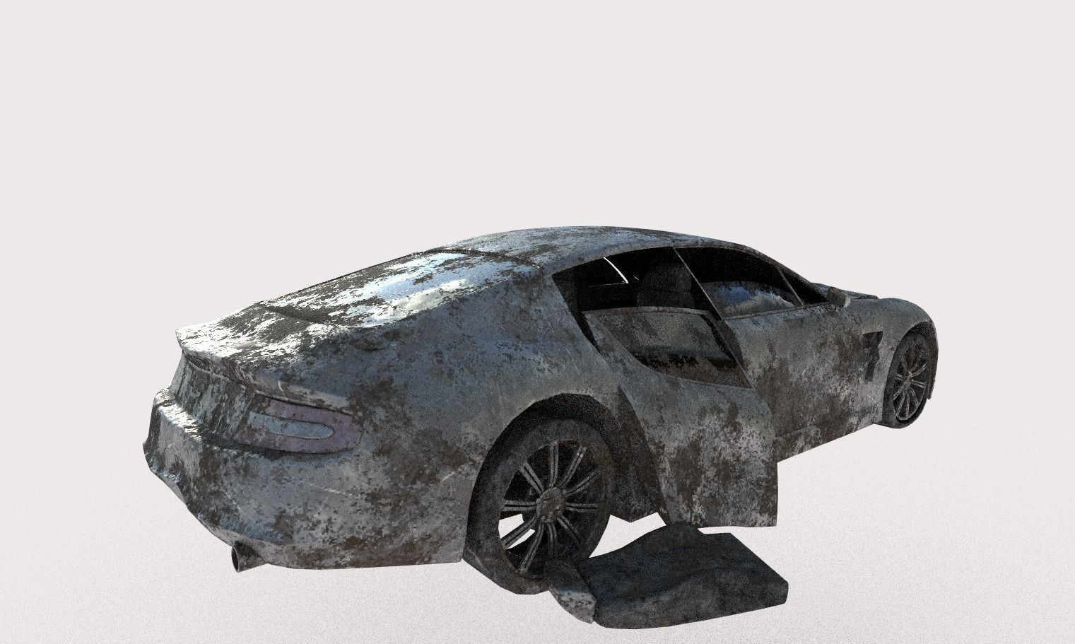 Damaged abandoned wrecked rusted Aston Martin car model 3D model | CGTrader