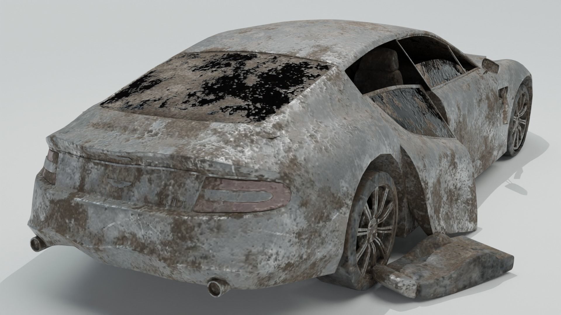 Damaged abandoned wrecked rusted Aston Martin car model 3D model | CGTrader