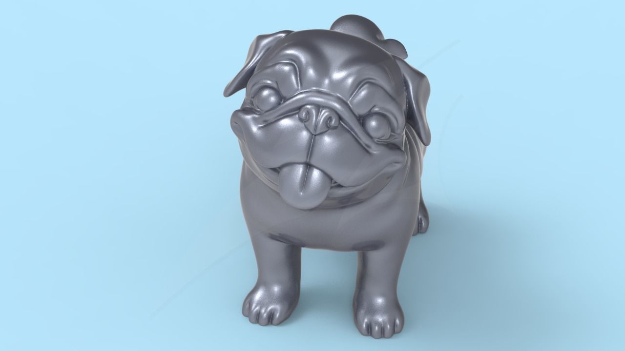 Cute Smiley Pug 3D model 3D printable | CGTrader