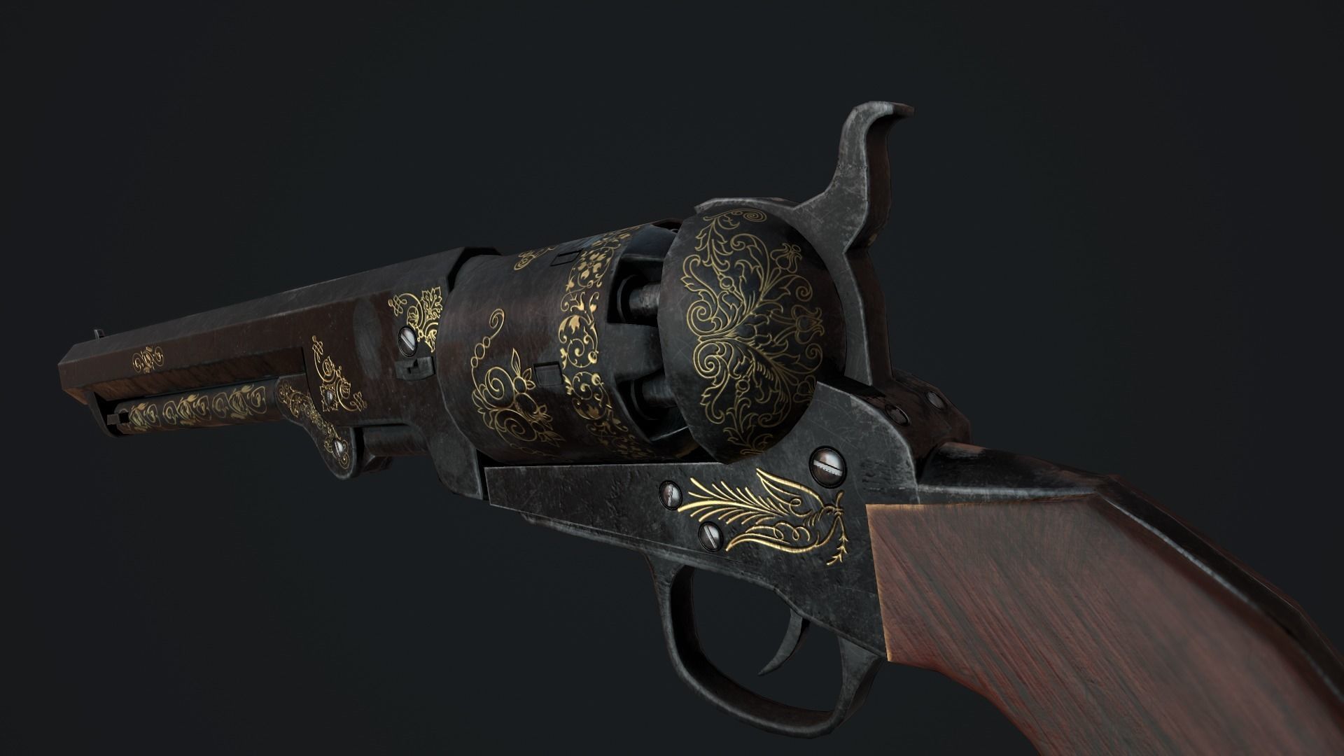 3D model Colt Navy Revolver 1851 low poly WITH COLOR VARIATIONS VR / AR ...