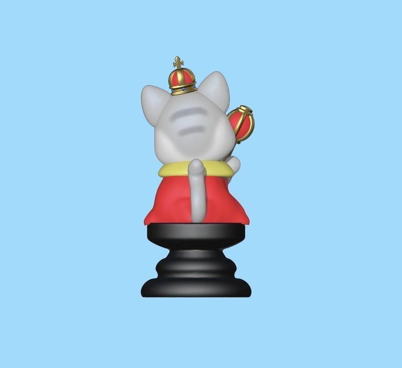 Cat Chess Piece - King 3D model 3D printable | CGTrader