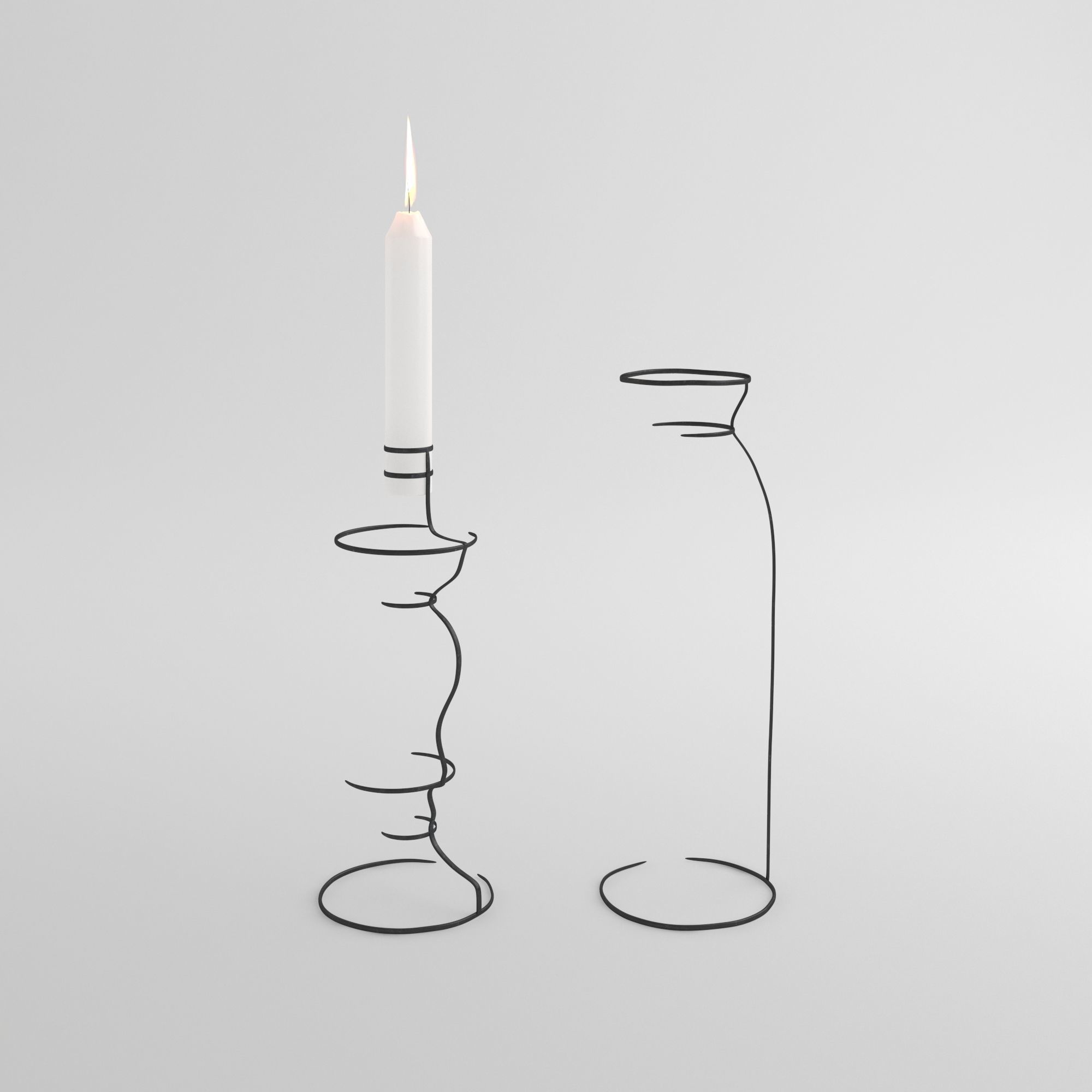 2d Flower and candle holder 3D model | CGTrader