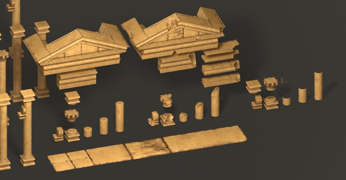 Stylized Ruins - Modular Assets free VR / AR / low-poly 3D model | CGTrader