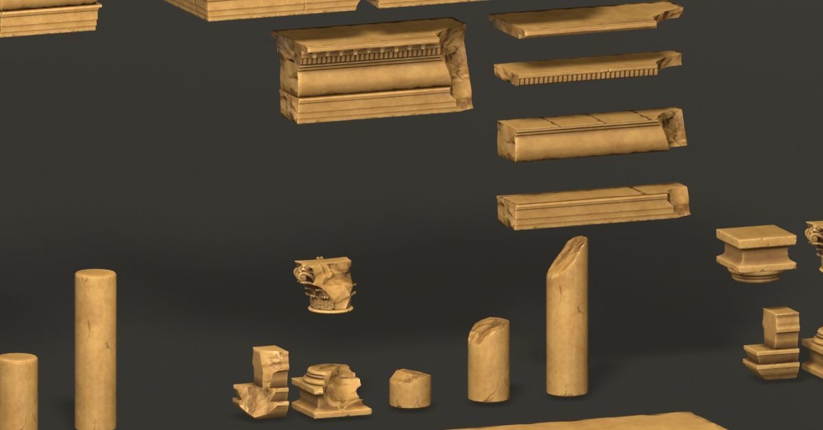 Stylized Ruins - Modular Assets free VR / AR / low-poly 3D model | CGTrader