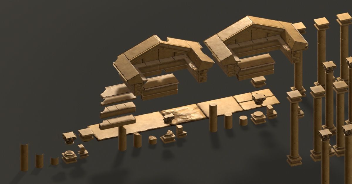 Stylized Ruins - Modular Assets free VR / AR / low-poly 3D model | CGTrader