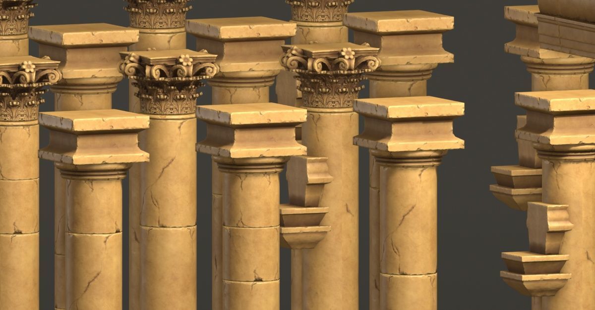 Stylized Ruins - Modular Assets free VR / AR / low-poly 3D model | CGTrader