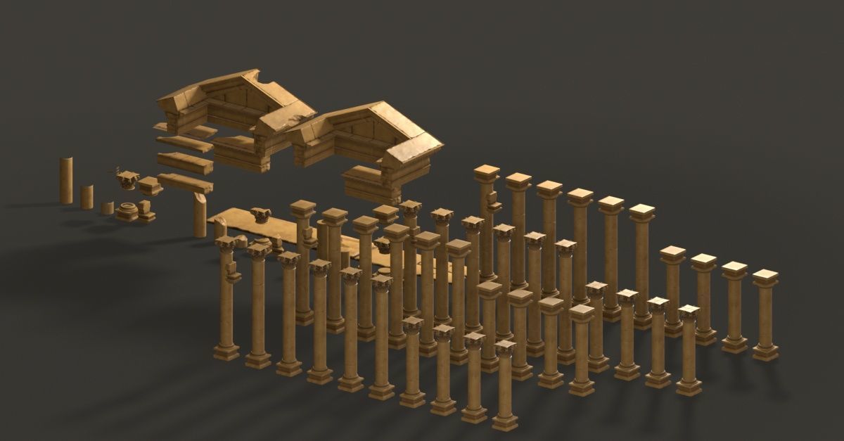 Stylized Ruins - Modular Assets free VR / AR / low-poly 3D model | CGTrader