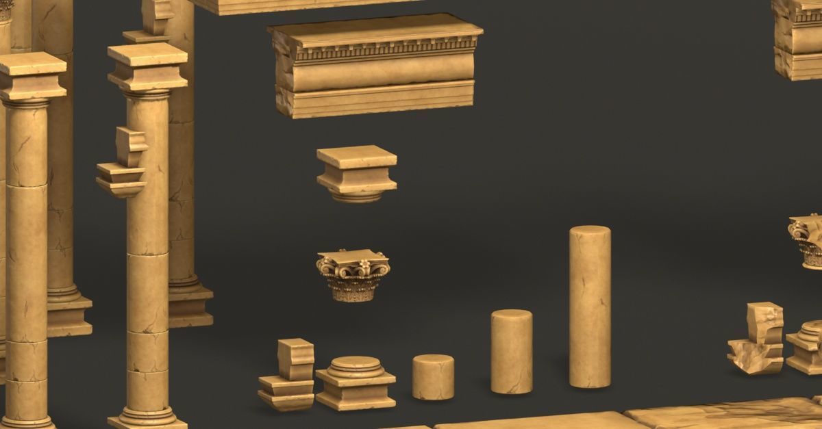 Stylized Ruins - Modular Assets free VR / AR / low-poly 3D model | CGTrader