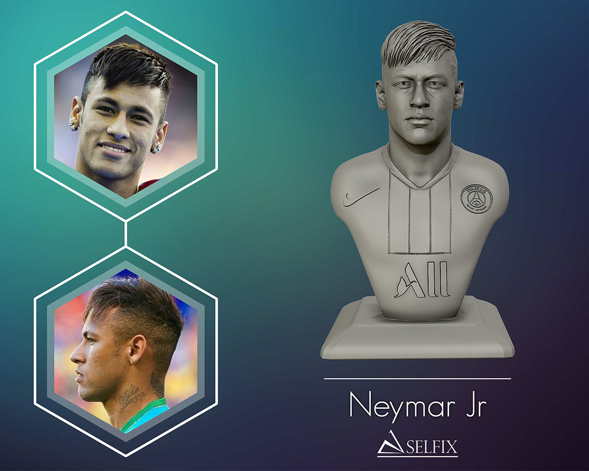 Neymar Jr 3D Portrait Sculpture 3D model 3D printable | CGTrader