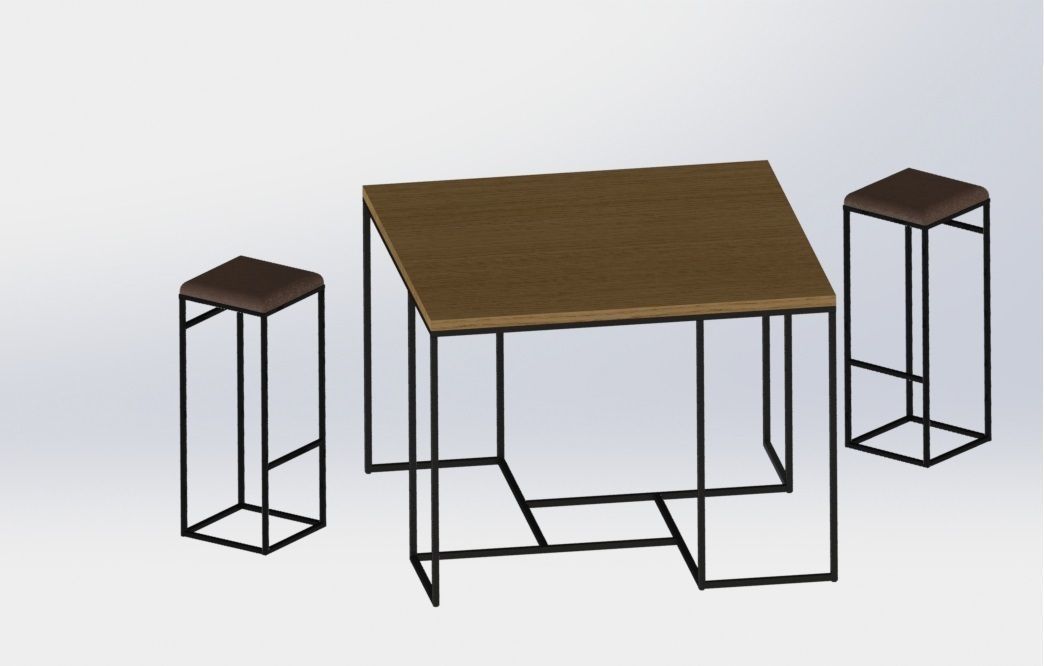 Iron square table with iron square chairs 3D model 3D model | CGTrader