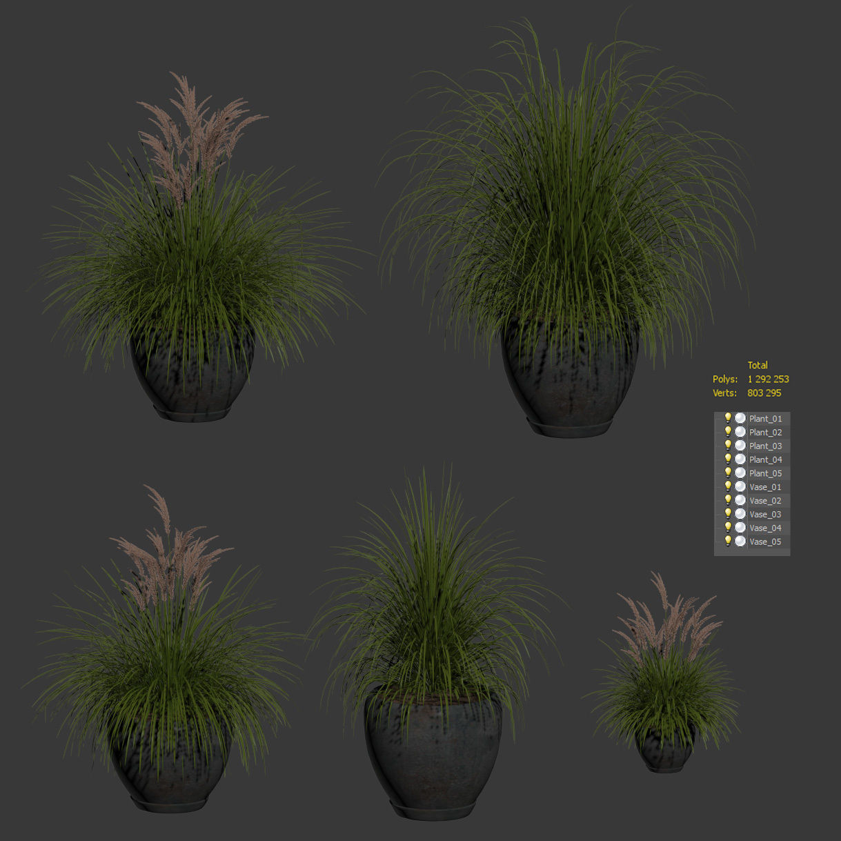 Outdoor potted plants - 5 models 3D model | CGTrader