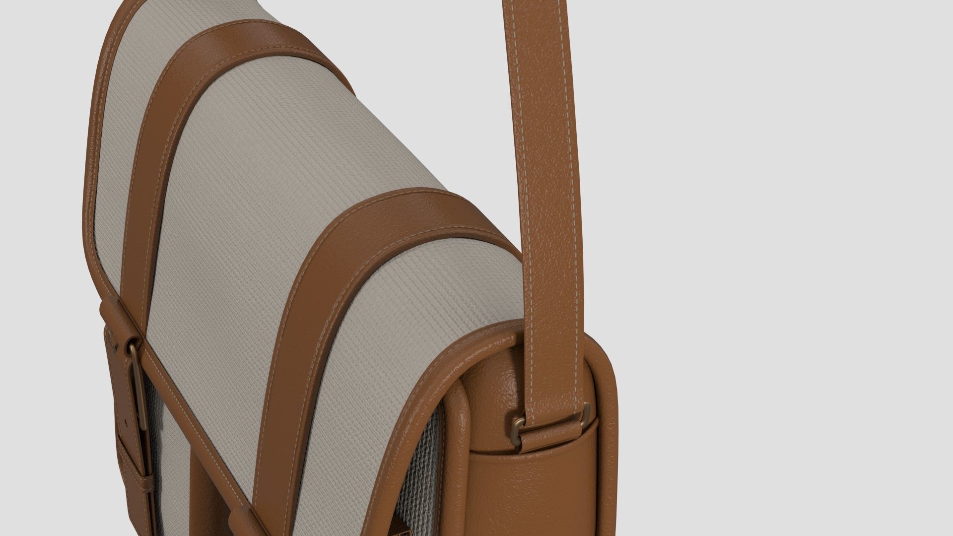 Canvas and Leather Messenger Bag 3D model | CGTrader