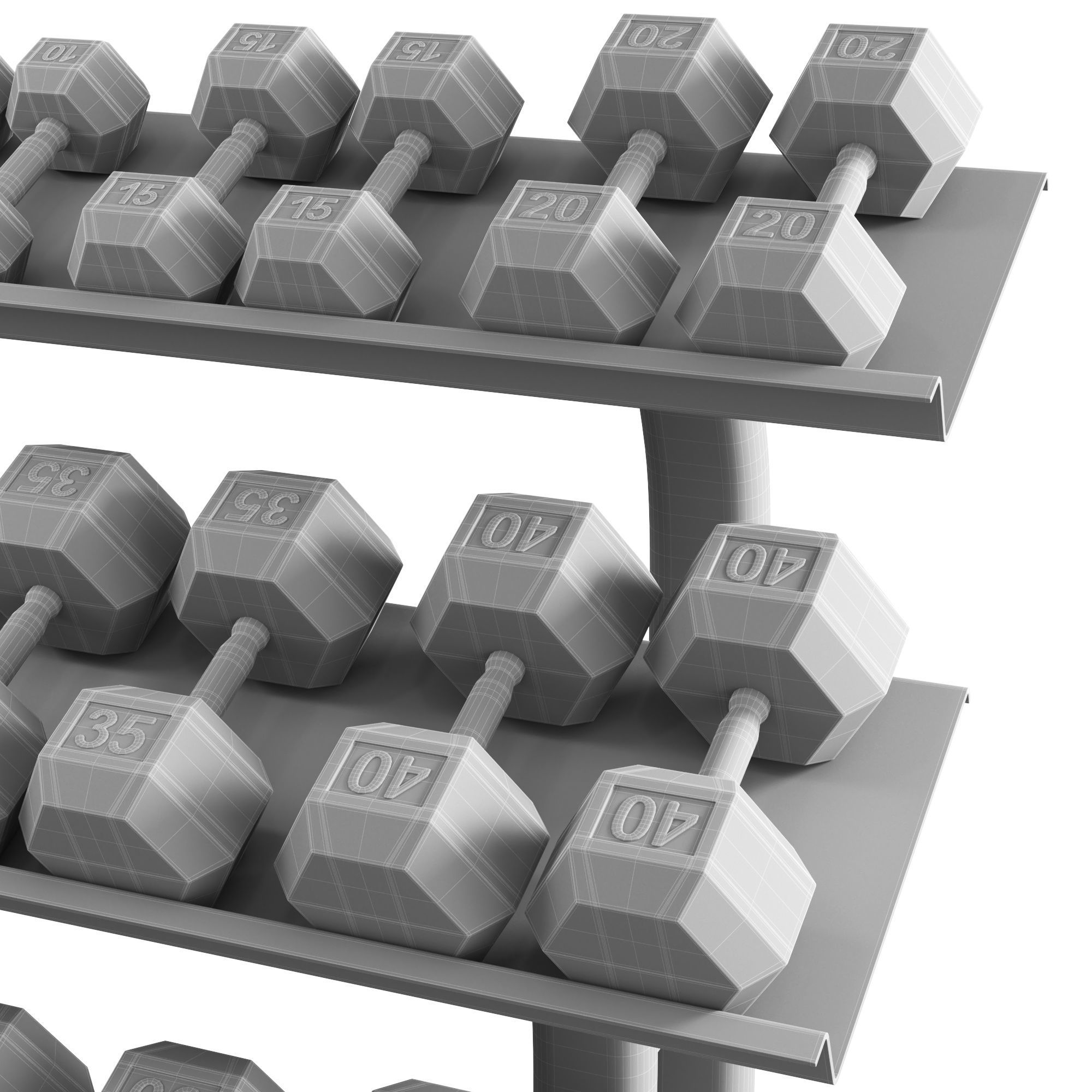 3D model HEX DUMBBELL SET with rack VR / AR / low-poly | CGTrader