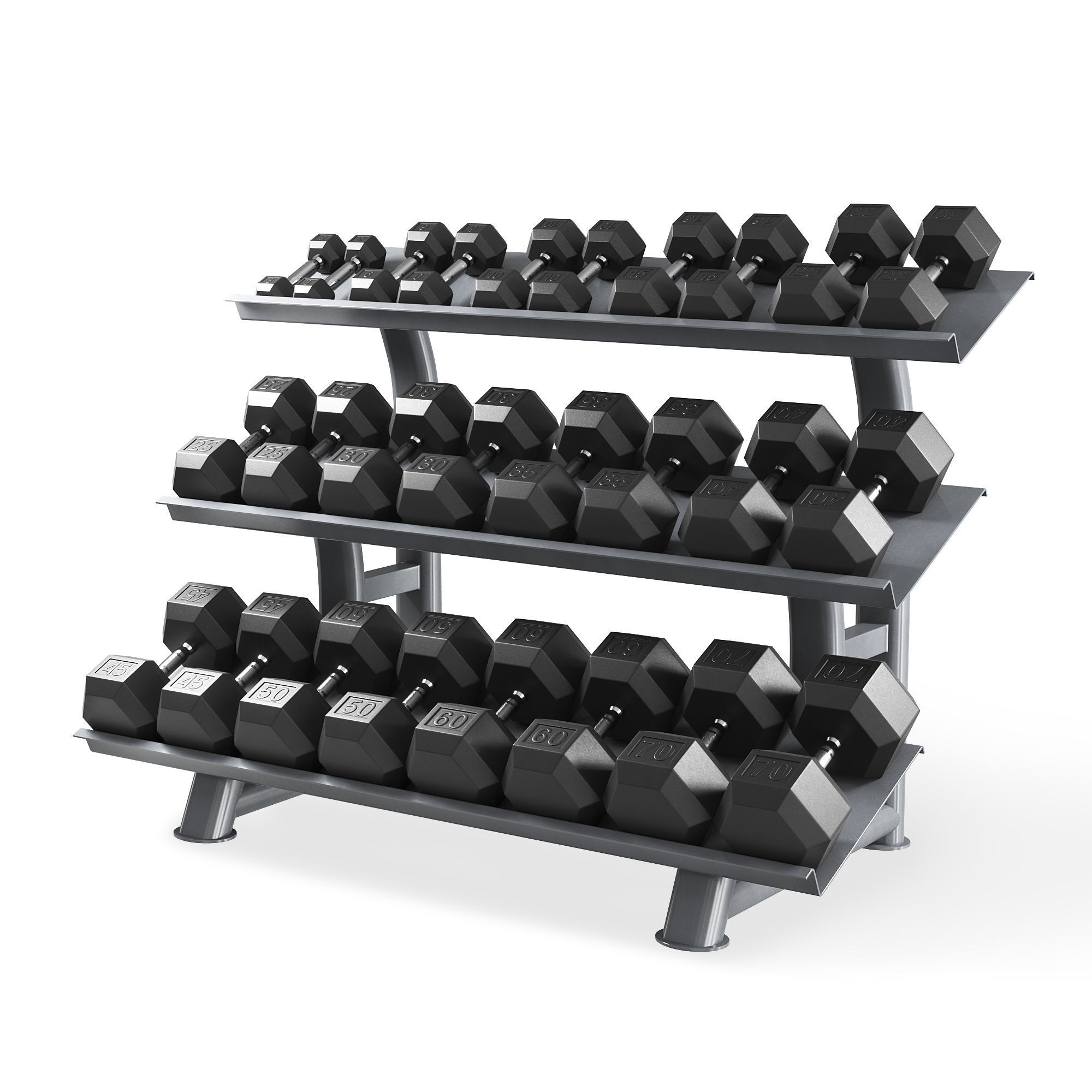 3D model HEX DUMBBELL SET with rack VR / AR / low-poly | CGTrader