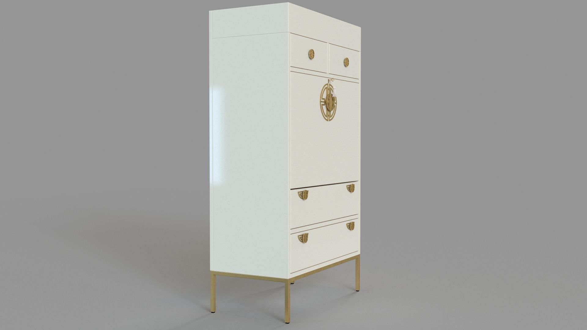 Brass Key Secretary Desk 3D model | CGTrader