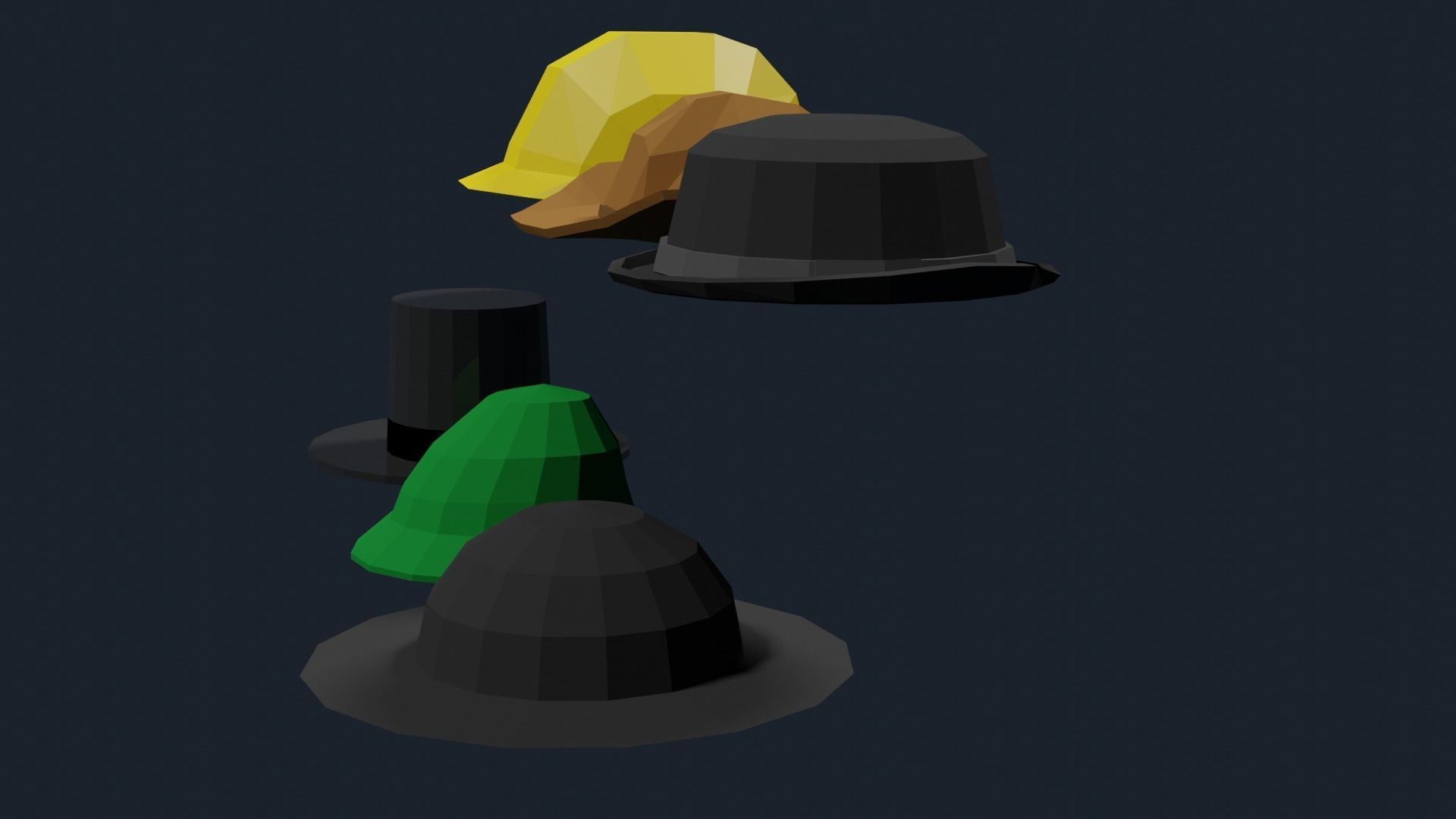 3D model Lowpoly Hat Set three hats VR / AR / low-poly | CGTrader