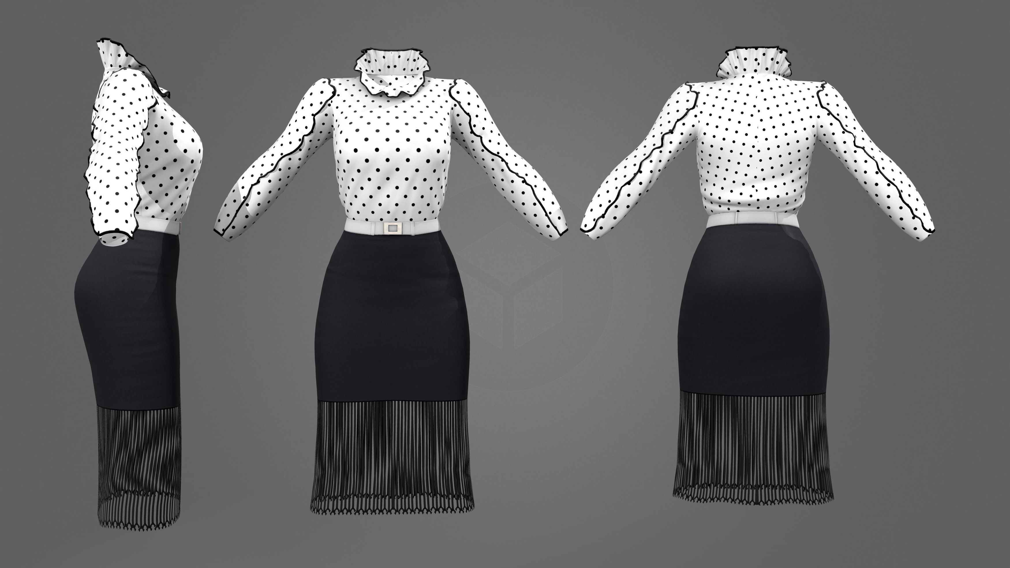 3D model Frill Edge Retro Outfit VR / AR / low-poly | CGTrader