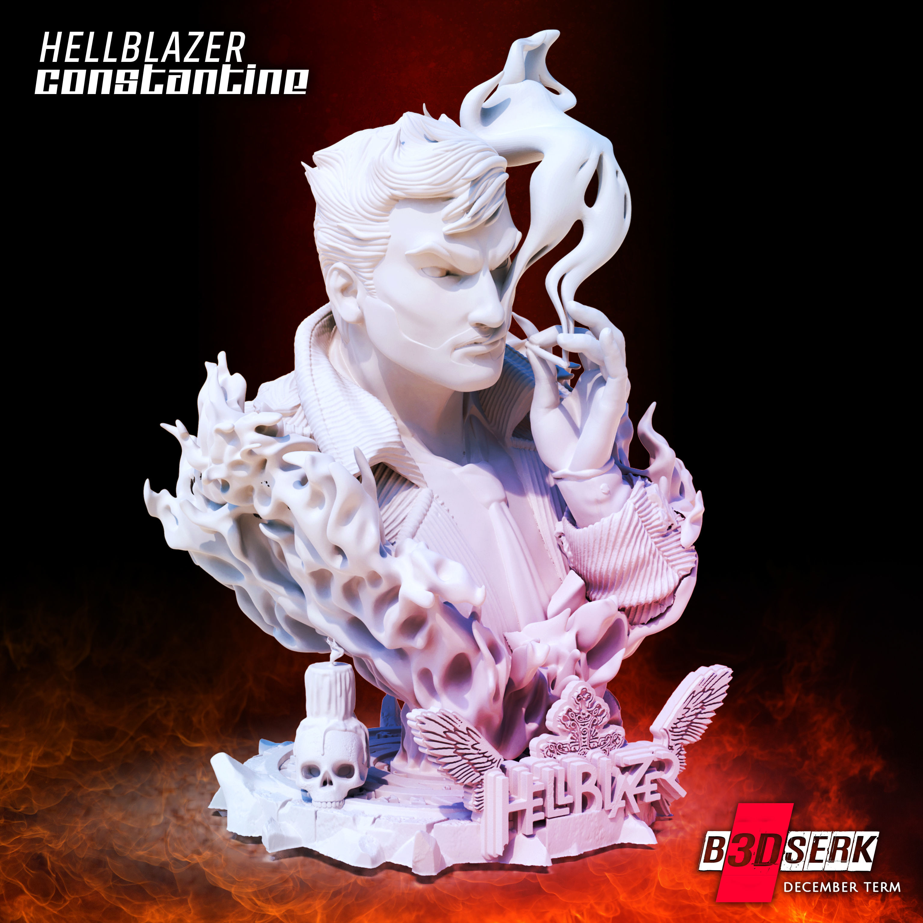 B3DSERK HellBlazer Constantine 3d Bust ready for printing free 3D model ...