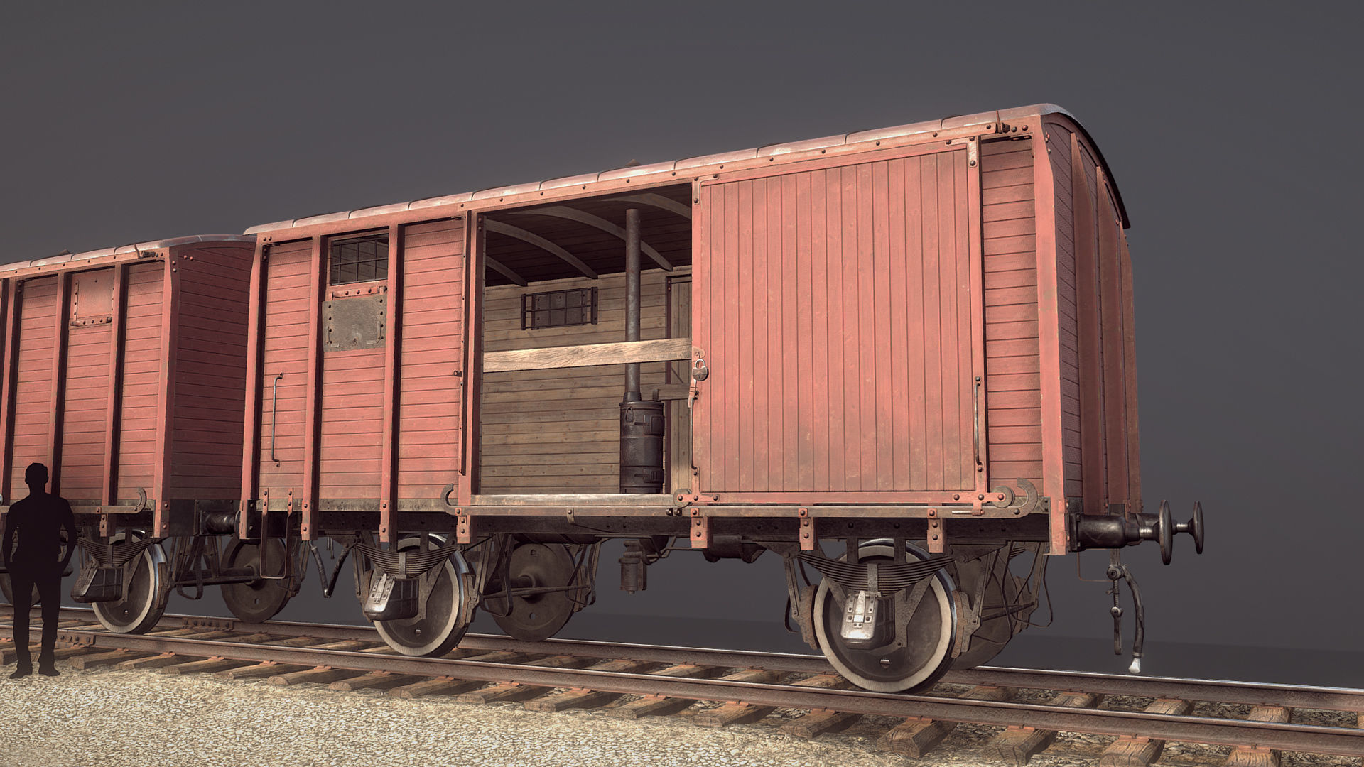 3D model Railway Covered Goods Wagon 18T Vr1 Default Red VR / AR / low ...