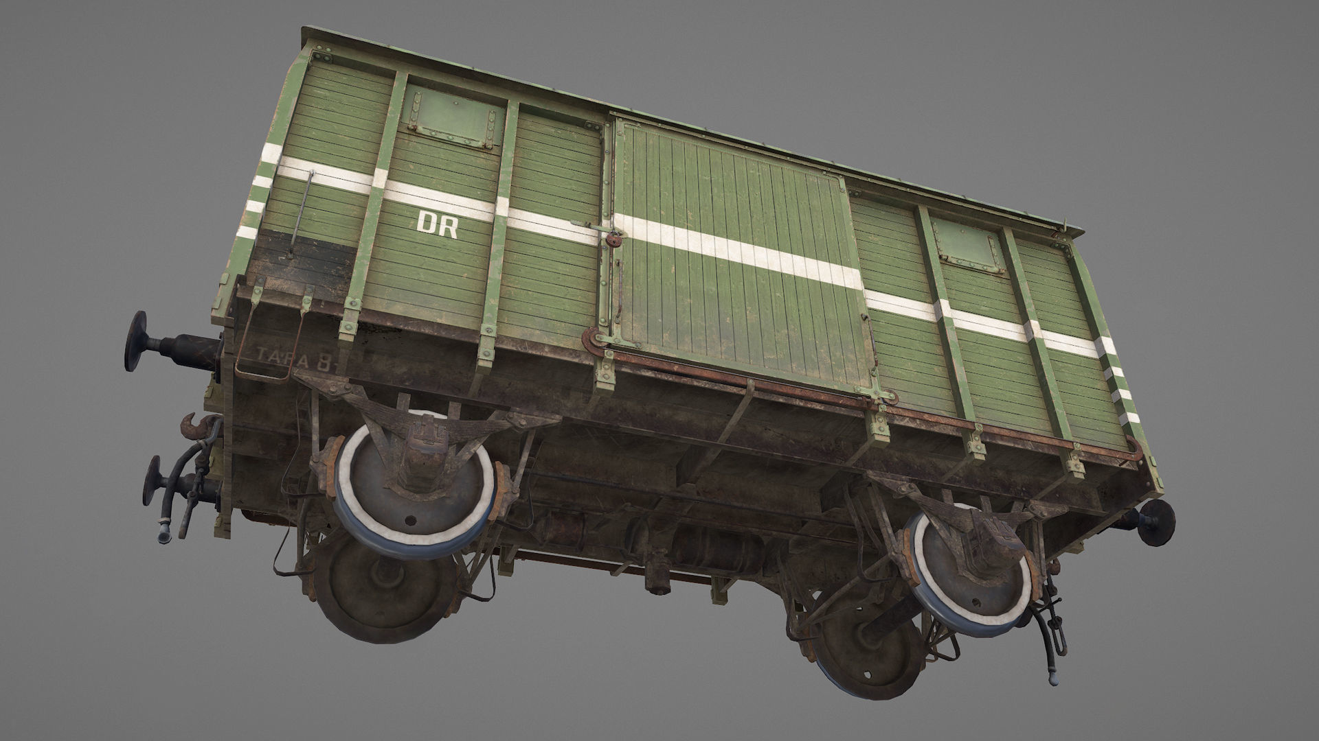 3D model Railway Covered Goods Wagon 18T Vr5 DR Green VR / AR / low ...