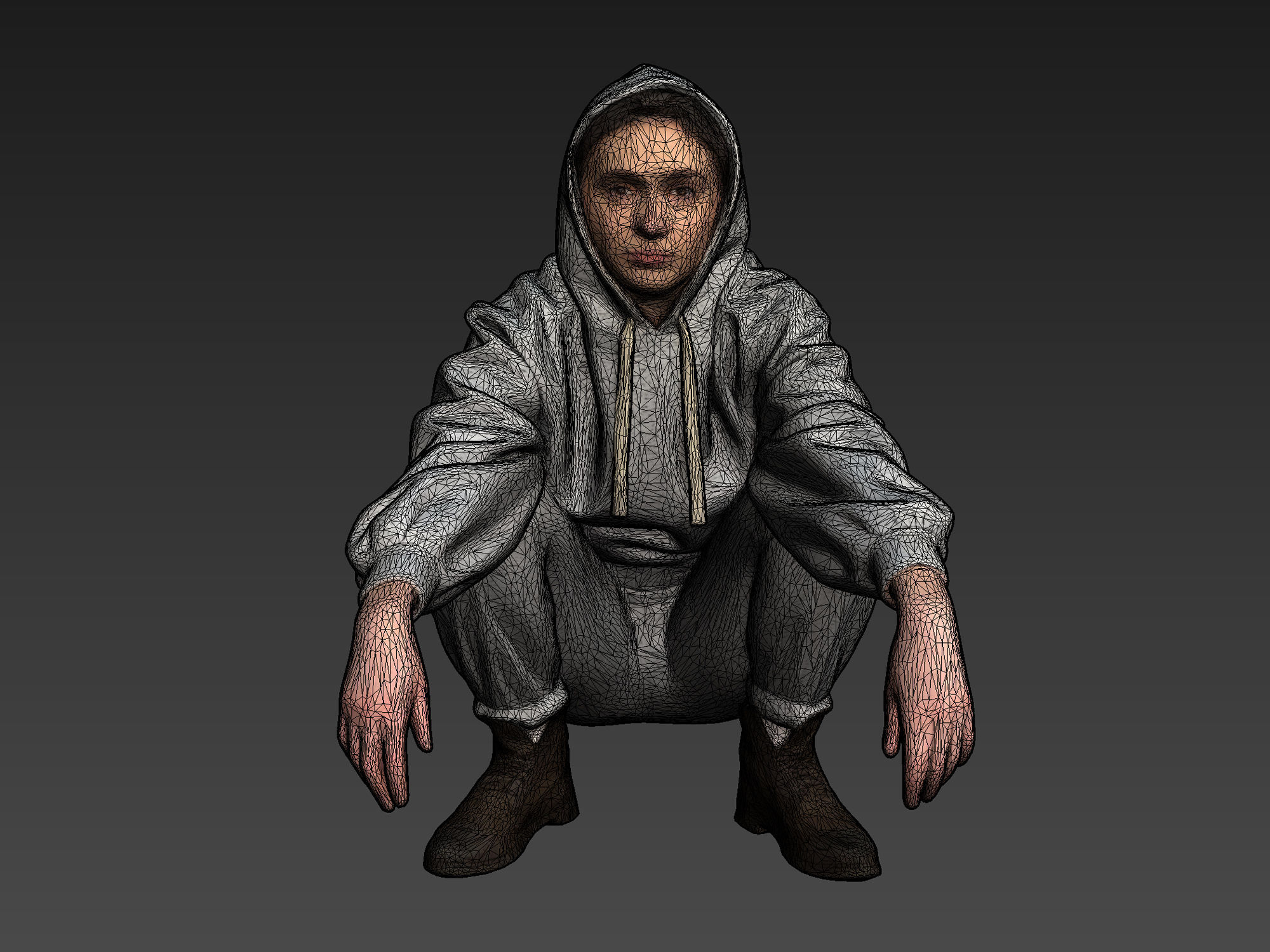Stylized Girl Squatting 3D model | CGTrader