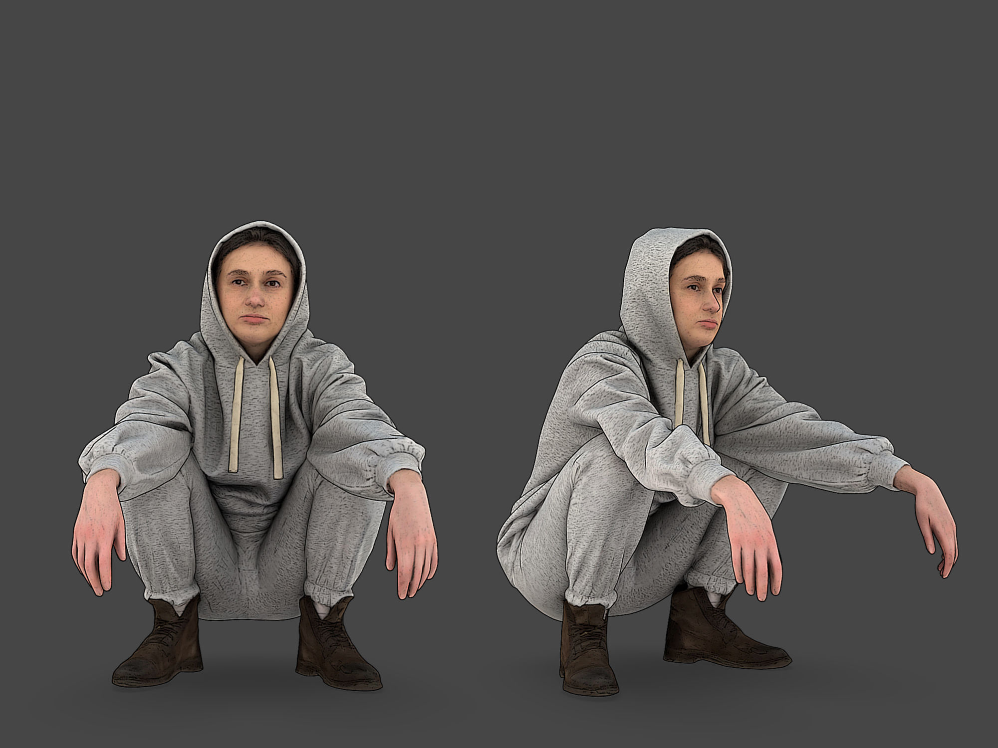 Stylized Girl Squatting 3D model | CGTrader