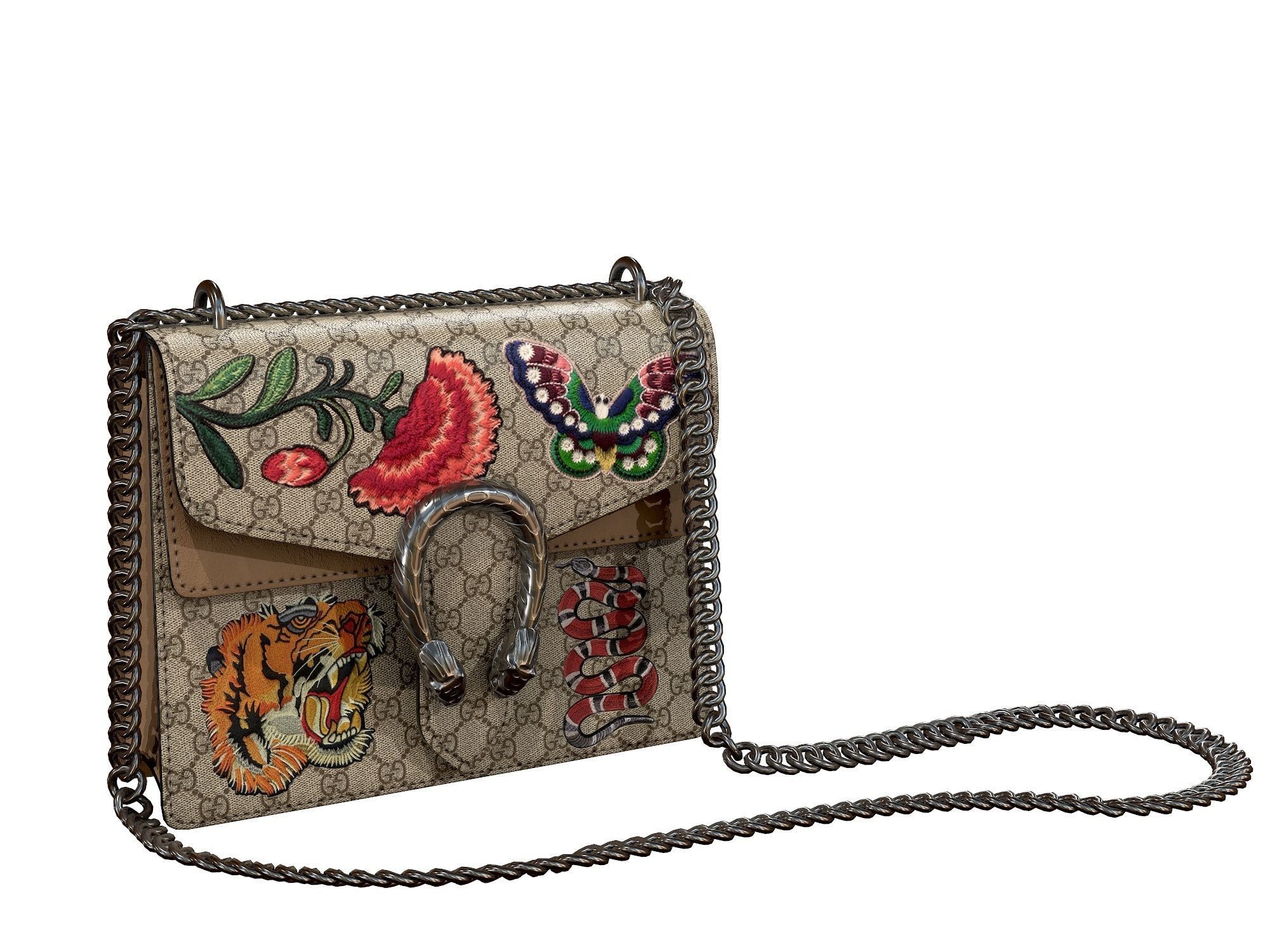 3D model Gucci Dionysus GG Bag Classic Stickers Snake VR / AR / low ...