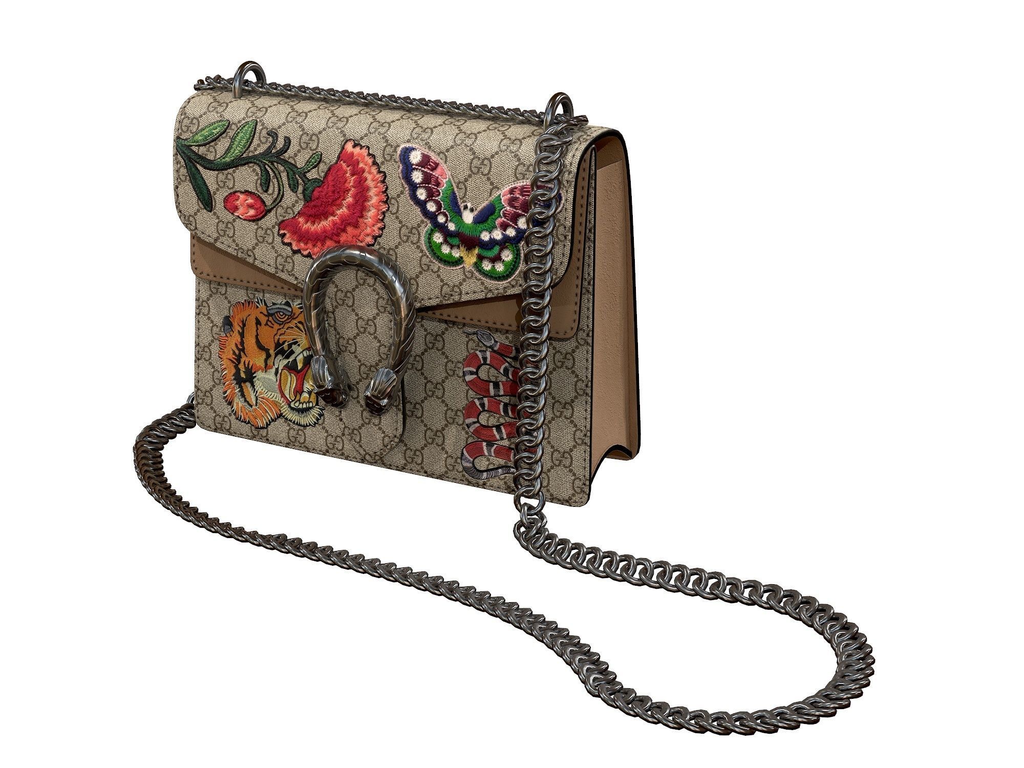 3D model Gucci Dionysus GG Bag Classic Stickers Snake VR / AR / low ...