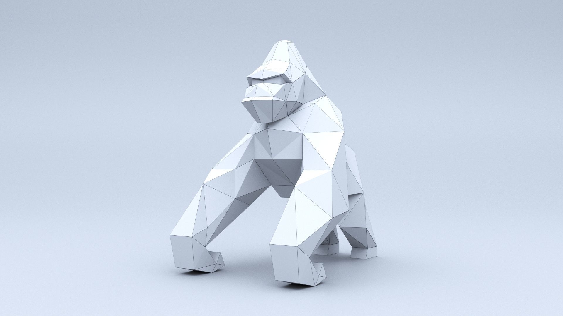 Low Poly Gorilla King Kong Model Origami 3D print model 3D model 3D ...