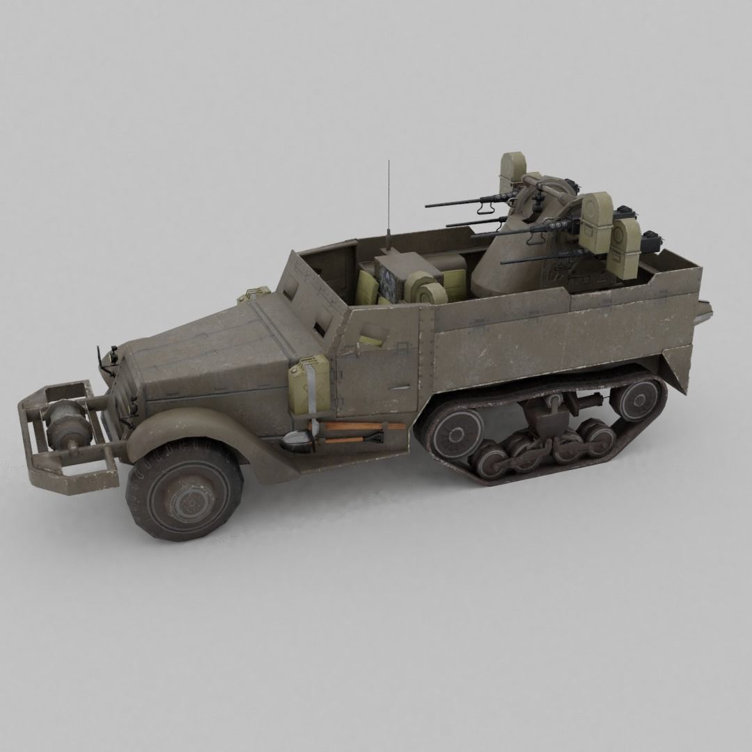 3D model M16 MGMC meat chopper AA Gun Halftrack VR / AR / low-poly ...