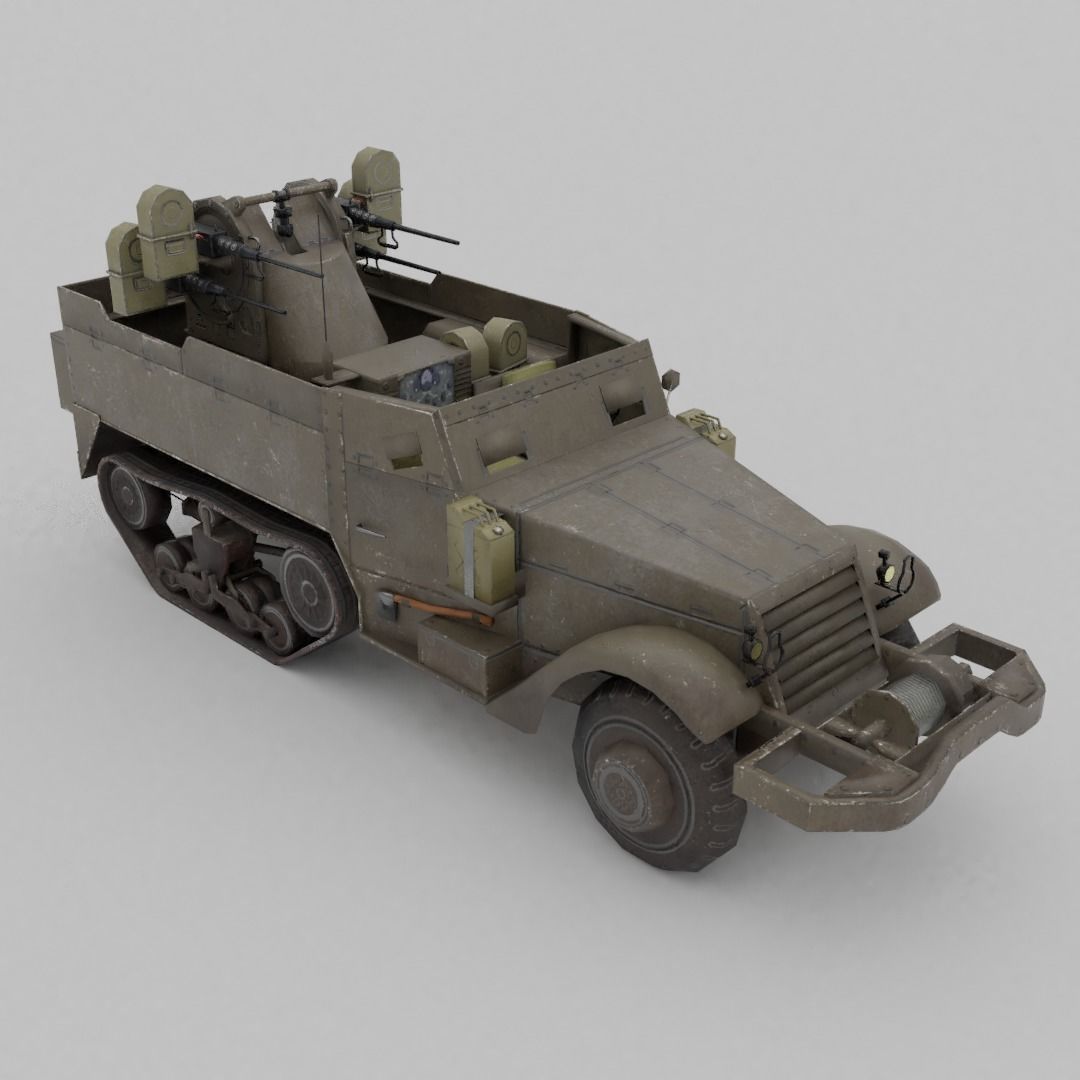 3D model M16 MGMC meat chopper AA Gun Halftrack VR / AR / low-poly ...