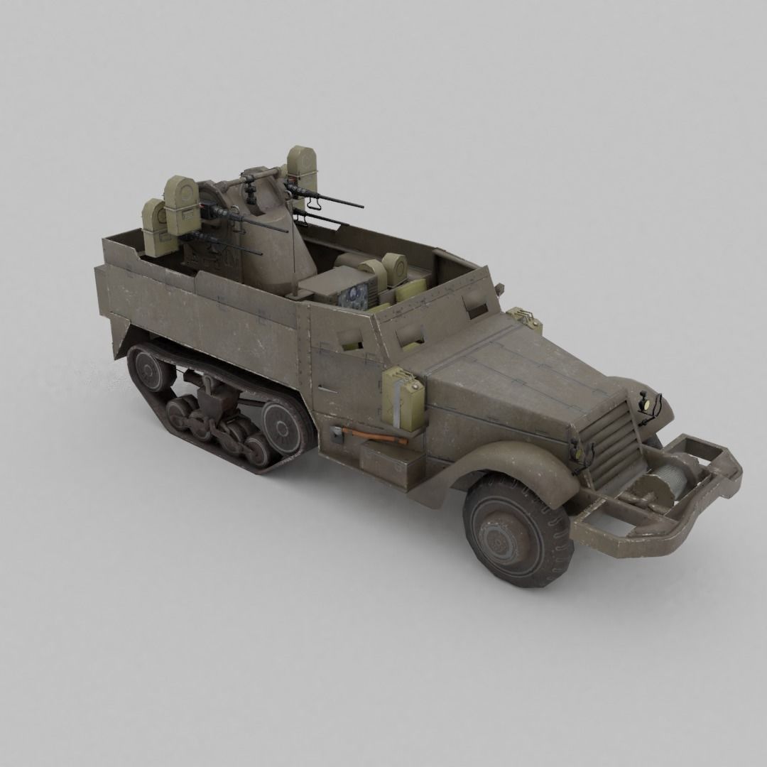 3D model M16 MGMC meat chopper AA Gun Halftrack VR / AR / low-poly ...