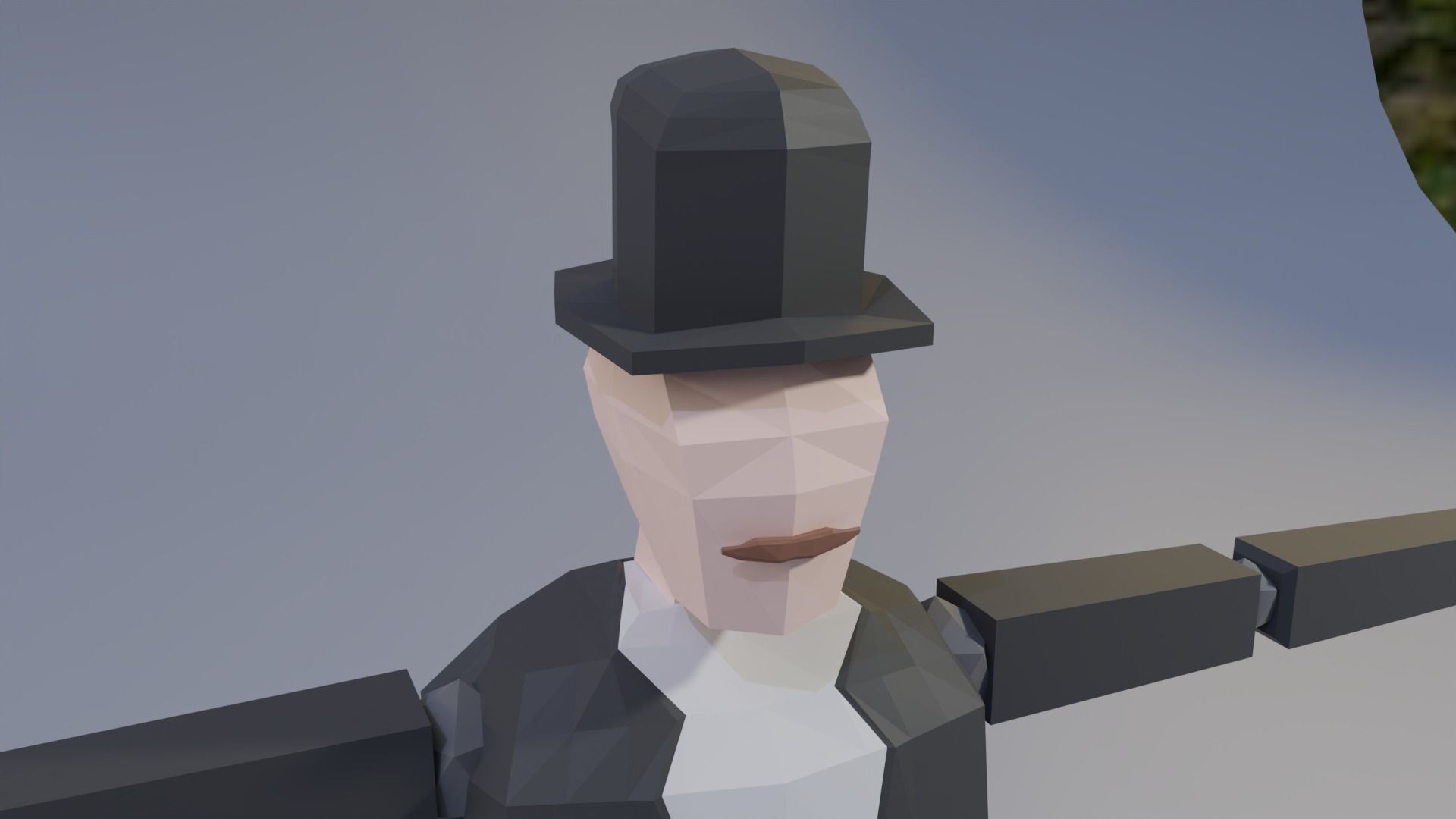 Low poly Agent man in suit and top hat free VR / AR / low-poly 3D model ...