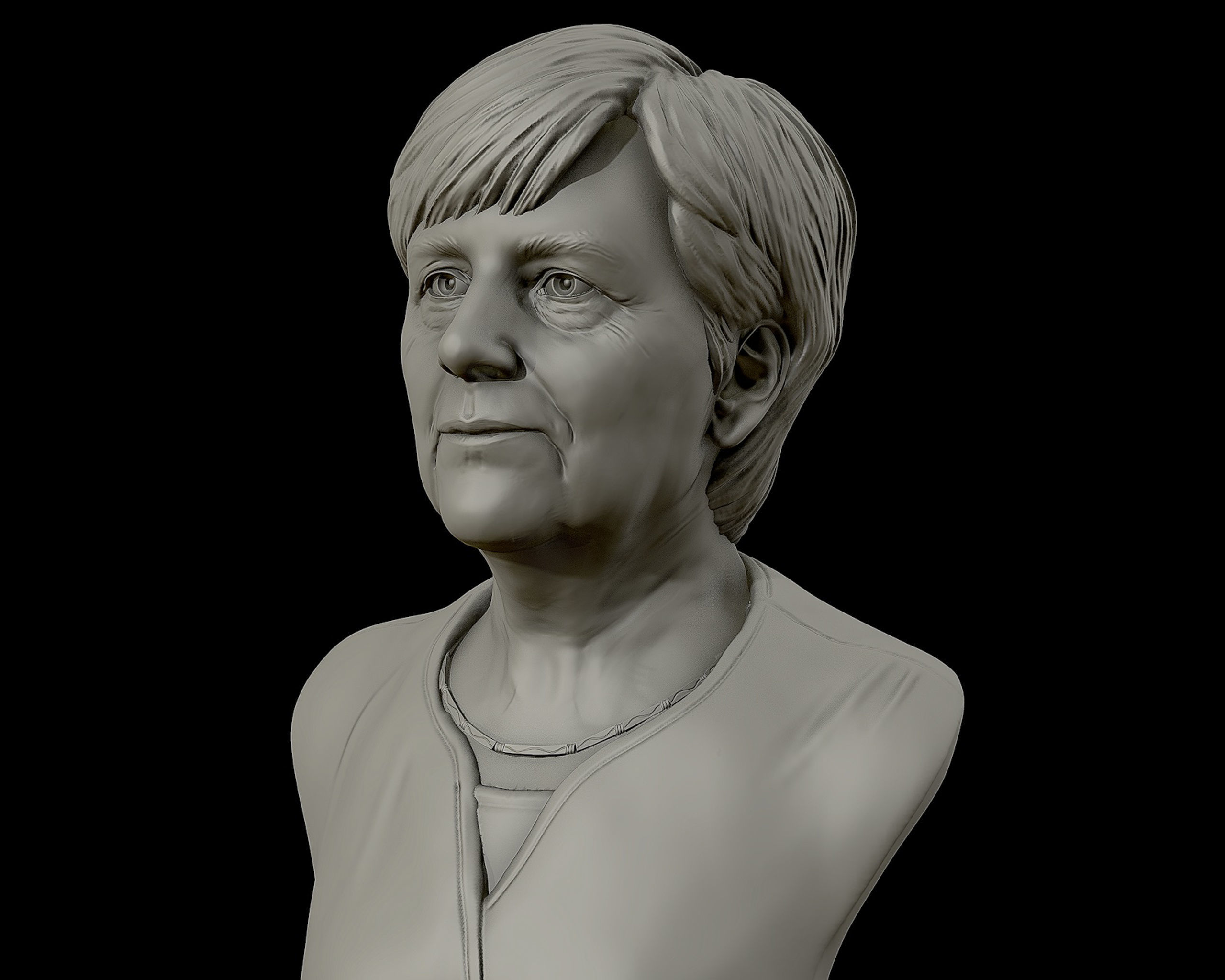 Angela Merkel 3D Portrait Sculpture 3D model 3D printable | CGTrader